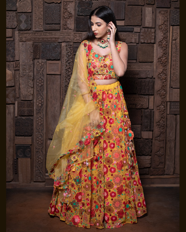 Yellow Lehenga Set – Shahi Handi Craft